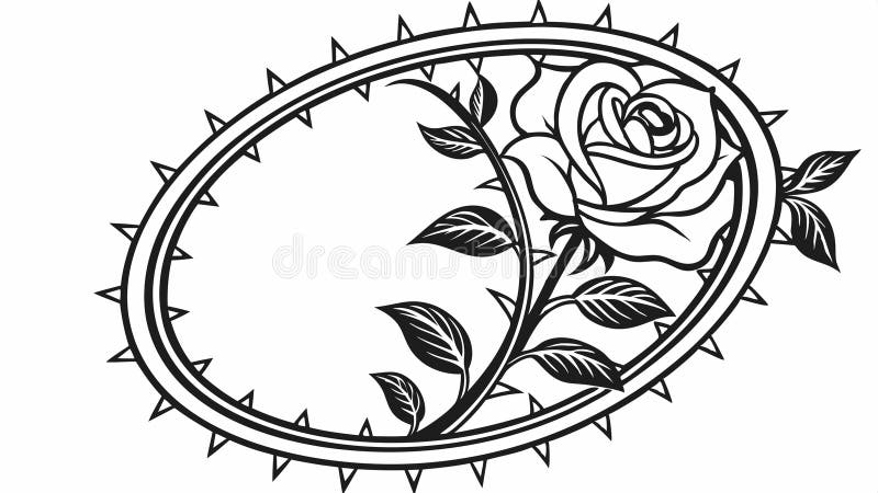 Decorative Oval Frame with Rose. Elegant Floral Border Element, Vector ...