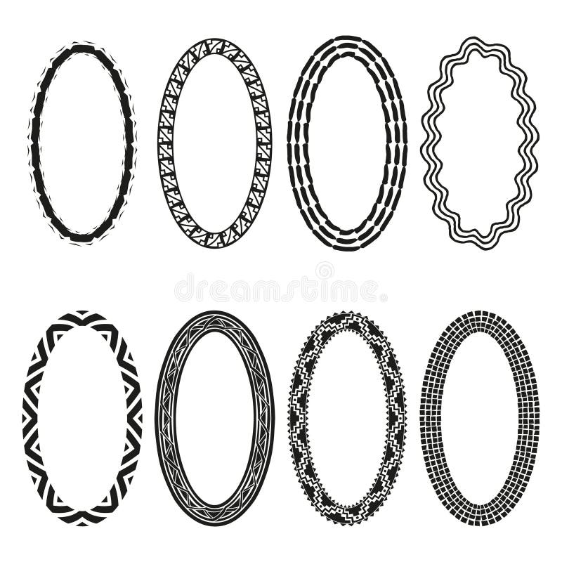 Decorative Oval Frames. Abstract Vector Outlines. Artistic Black ...
