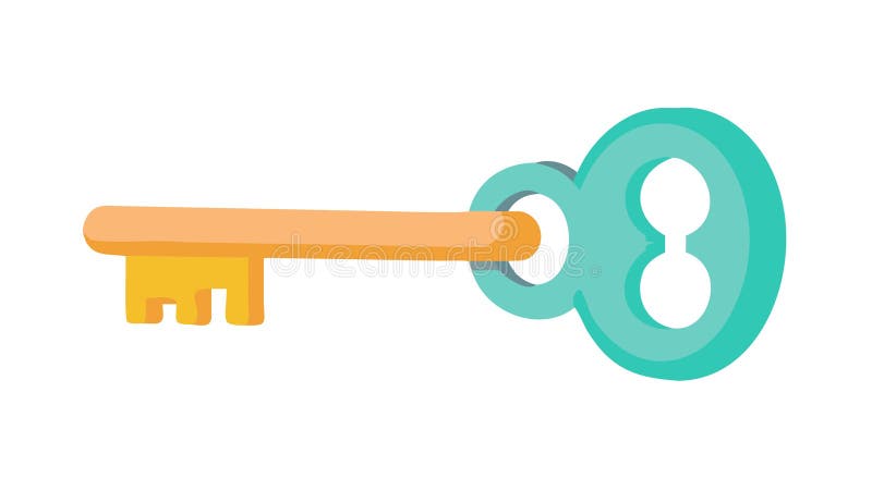 Decorative Oversized Teal Key, Symbol of Opportunity, Vector Design ...