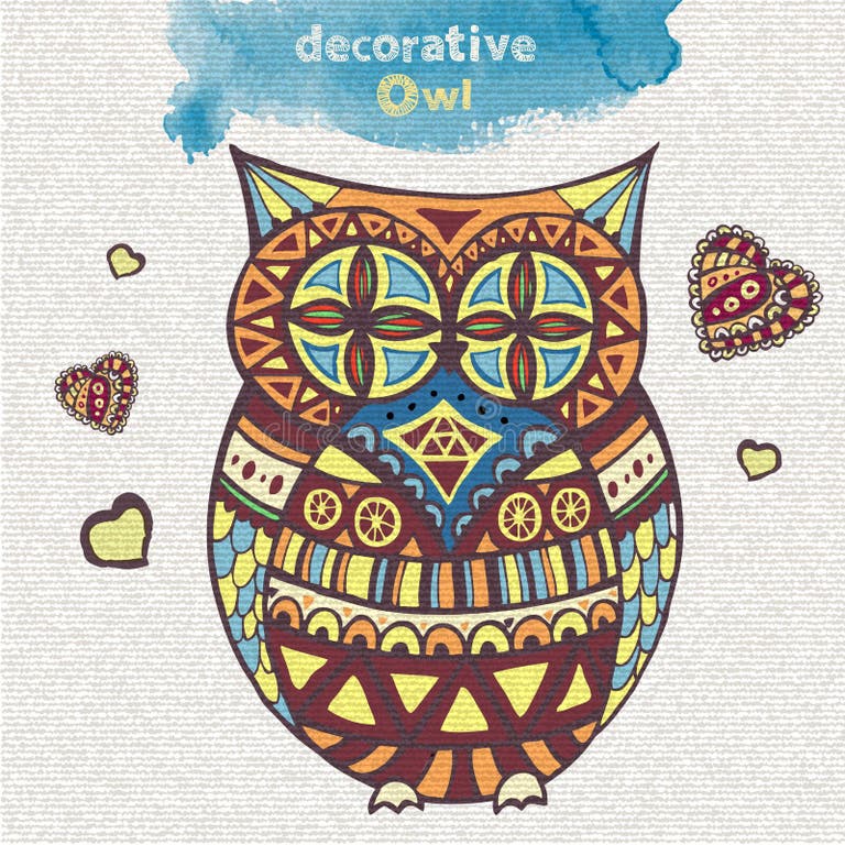 Decorative owl stock vector. Illustration of bird, abstract - 40948093