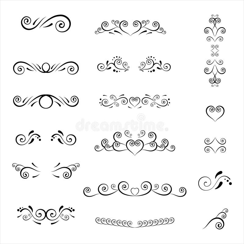 Decorative Page Divider. Isolated Vector Icons Set on White Background ...
