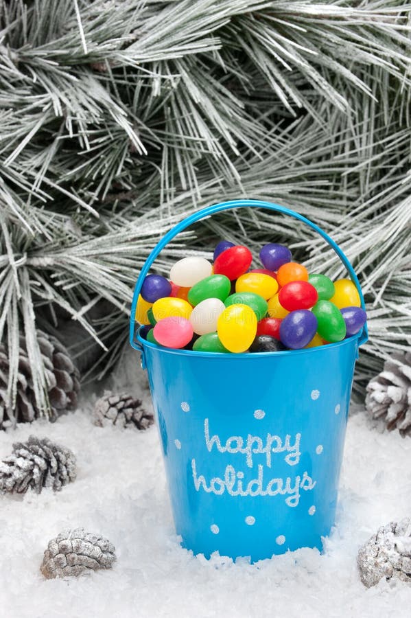Decorative Pail of Christmas Candy Stock Image - Image of bucket ...