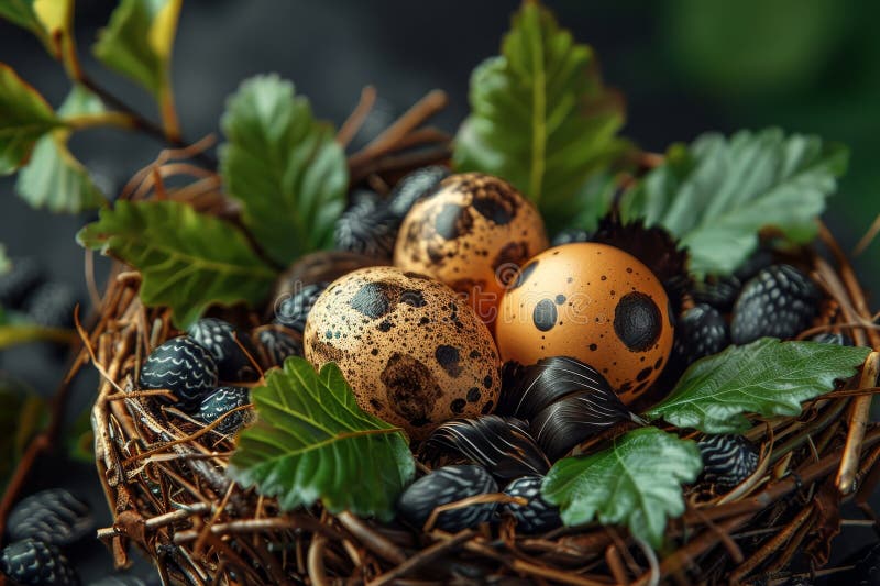 Decorative Painted Chicken Eggs in a Cardboard Box with Hen Feather and ...