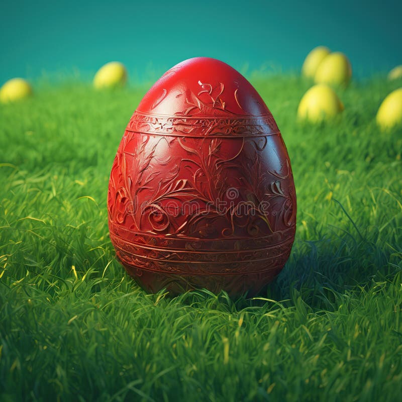 Decorative, Painted Red Easter Egg Stock Illustration - Illustration of ...