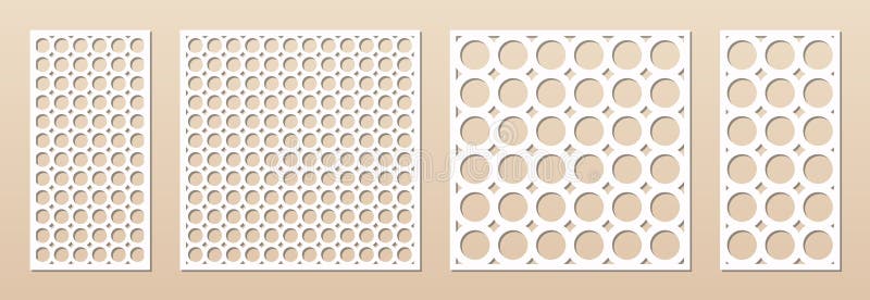 Decorative Panel for Laser Cutting. Cnc Pattern Set. Circular Grid ...