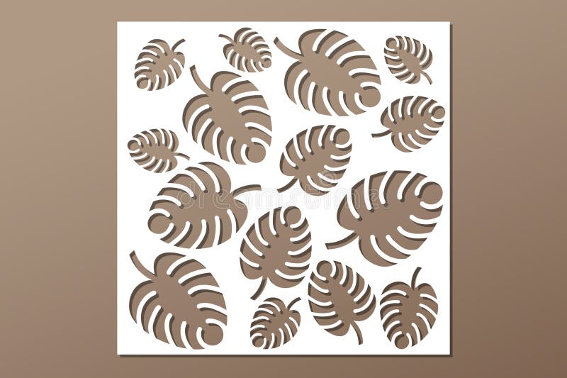 Decorative Panel Laser Cutting. Wooden Panel. Elegant Modern Monstera ...