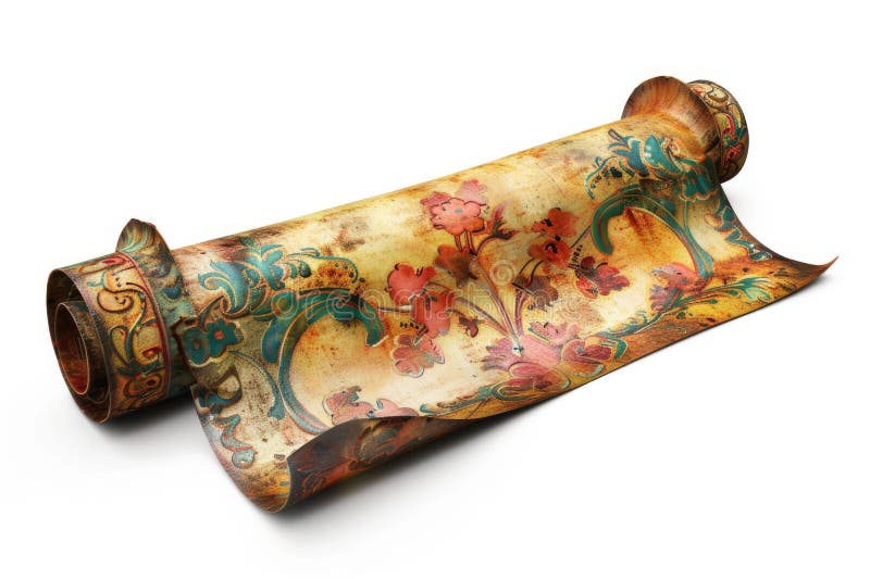 A Decorative Paper Roll with a Floral Design Stock Photo - Image of ...