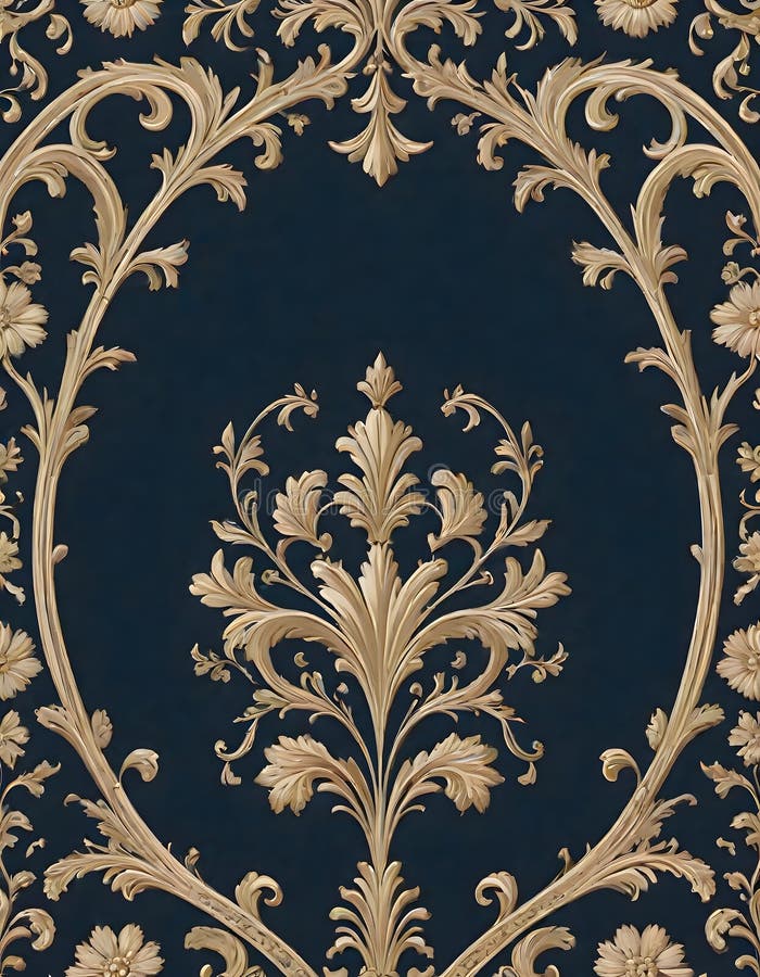 Decorative Pattern Featuring a Large Floral Design Surrounded by ...