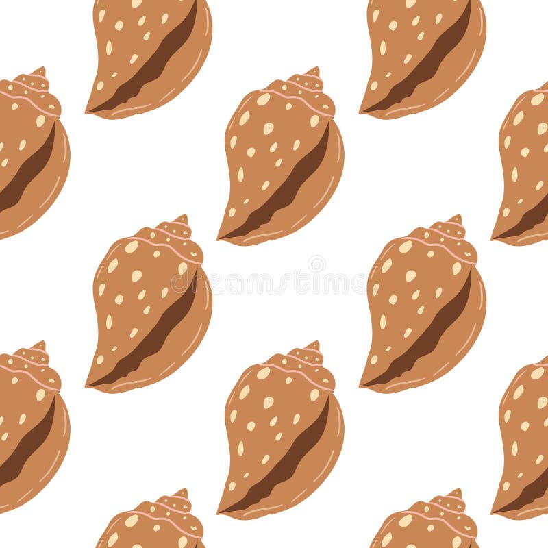 Seashell Pattern Design with Brown Colors and White Background for ...