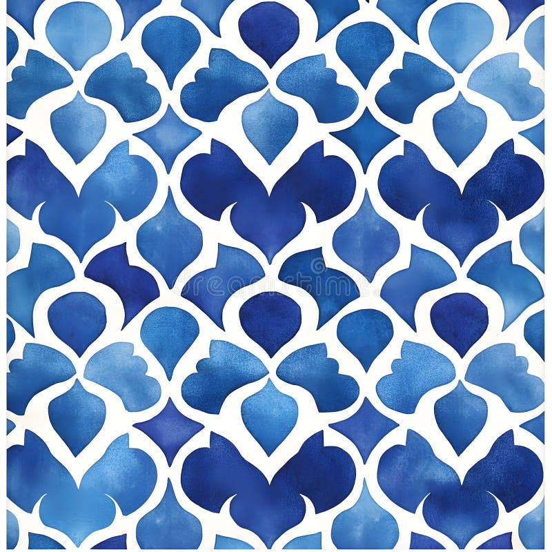 A Decorative Pattern Featuring Various Shades of Blue in a Symmetrical ...