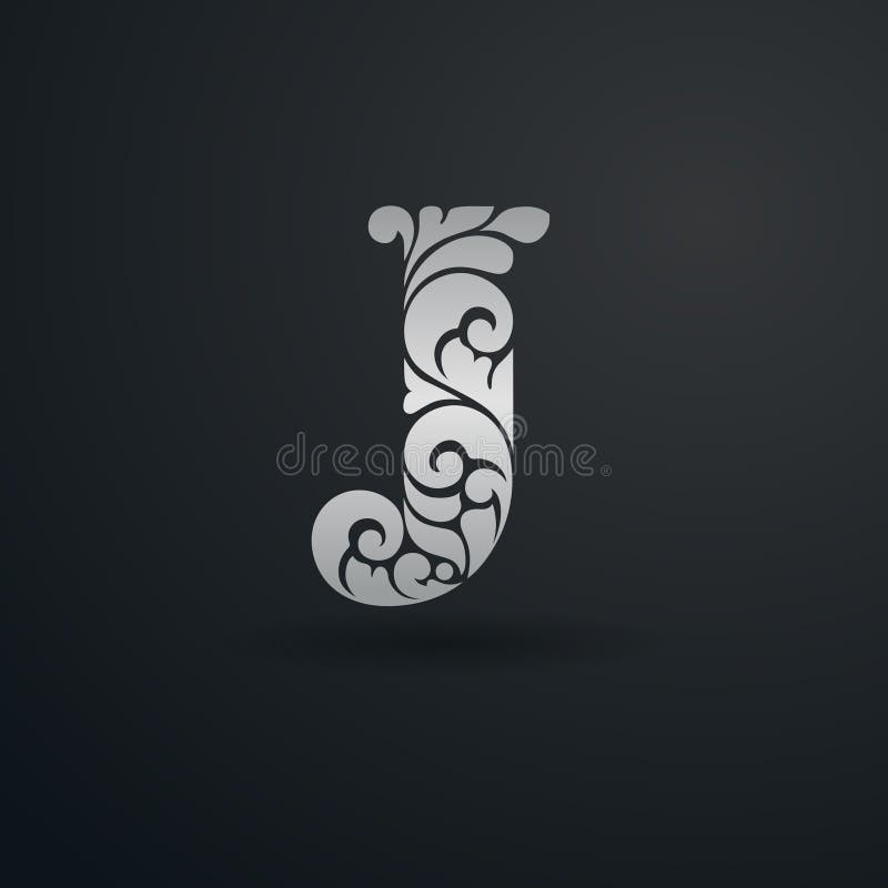 Decorative Pattern Letter J on Black Background Stock Vector ...