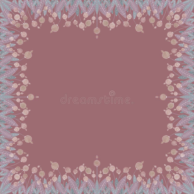 Decorative Pattern of Light Beige Flowers and Leaves on a Light Brown ...