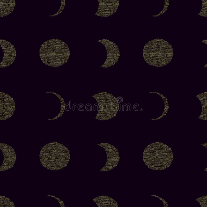 Decorative Pattern with Moons. Phases of Lunar and Solar Eclipse in the ...