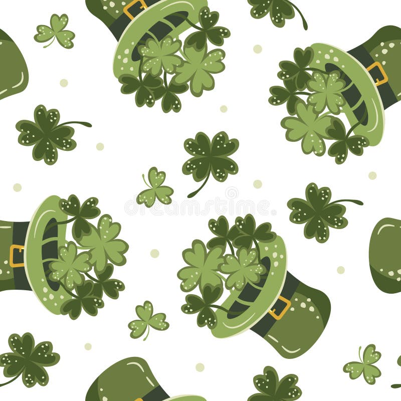 Decorative Pattern Saint Patrick Hand Drawn Hat with Clover Stock Vector - Illustration of ...