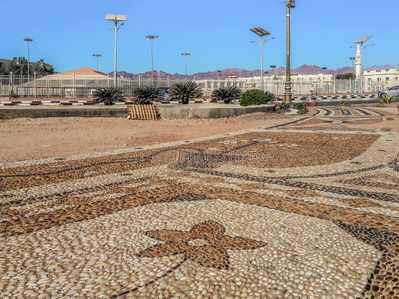 Decorative Pattern on the Town Square Paved with Small Beach Pebbles ...