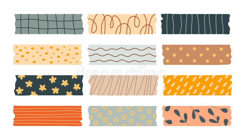 Decorative Patterned Pieces of Adhesive Tape. Stock Vector ...