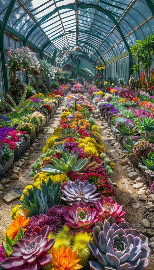 Decorative Patterns of Flowers and Succulents in Greenhouse Exhibition ...