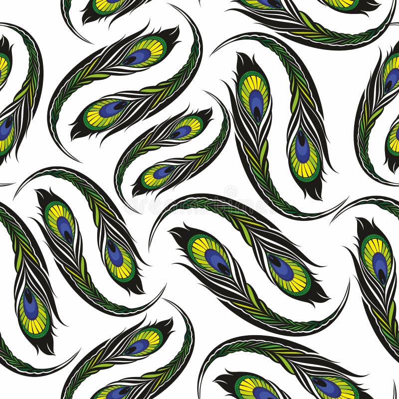 Feather. Vector Black and White Feather Pattern, Hand Drawn Style ...