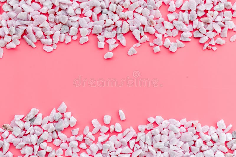 Decorative Pebble Frame for Design on Pink Background Top View Mockup ...