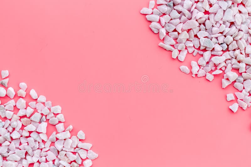 Decorative Pebble Frame for Design on Pink Background Top View Mockup ...