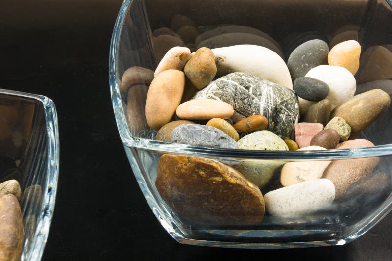 Decorative Pebbles in Glass Containers Stock Photo - Image of artistic ...
