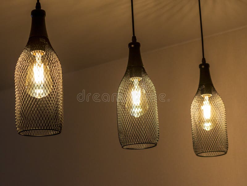 Decorative Pedant Lights in the Modern Apartment. Interior Stock ...