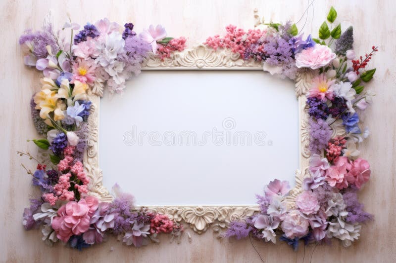 Decorative Photo Frame Wild Flowers. Generate Ai Stock Illustration ...