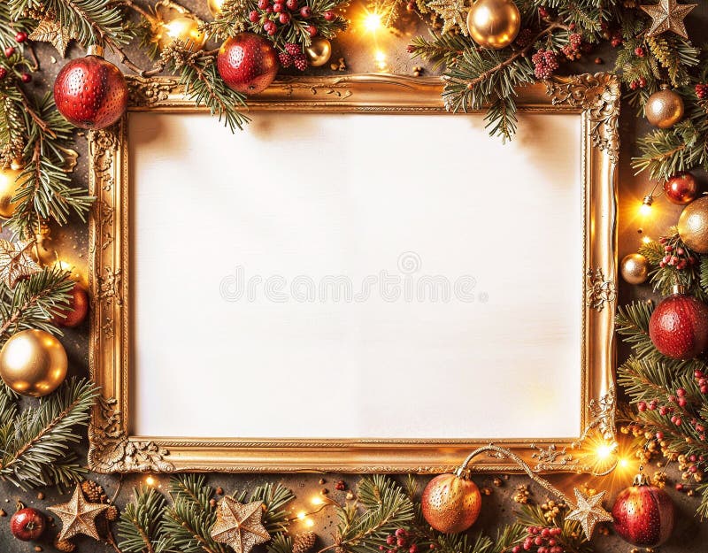 A Decorative Picture Frame Adorned with Festive Christmas Decorations ...