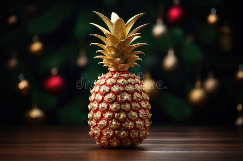 Decorative Pineapple of Red Color Stock Illustration - Illustration of ...