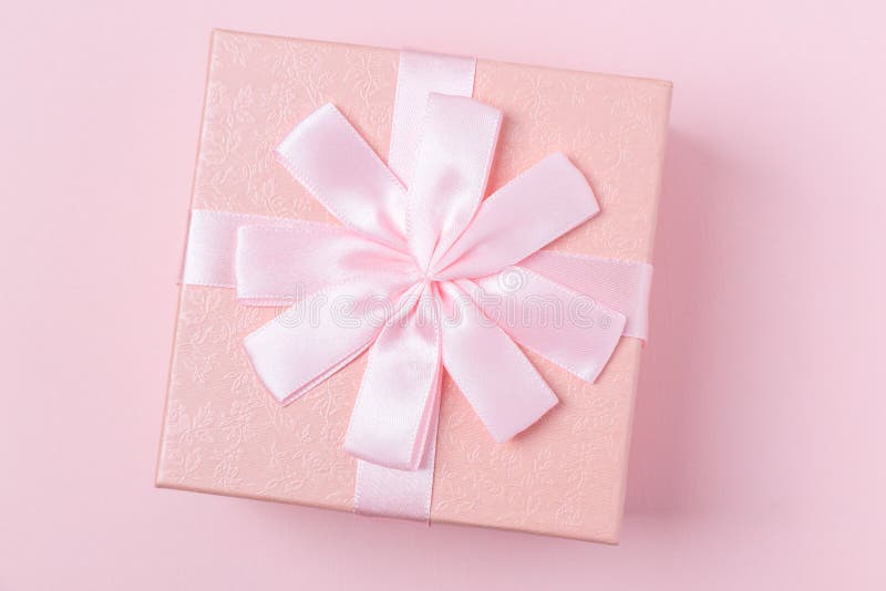 Decorative Pink Gift Box with Bow on Pink Background Stock Image ...