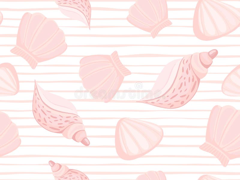 Decorative Pink Seashells Stripe Seamless Pattern Stock Illustration ...
