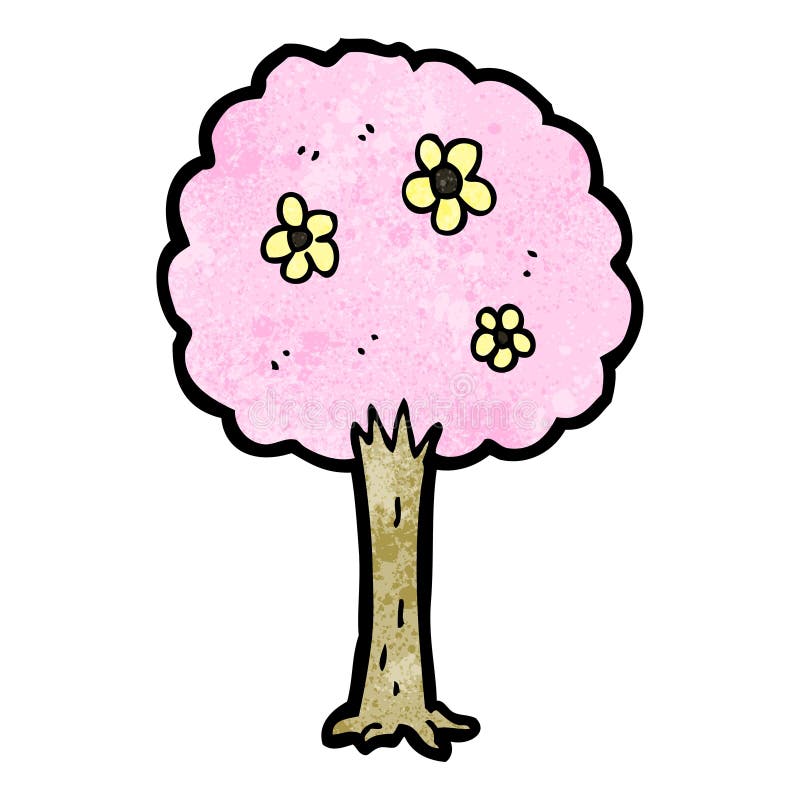 Decorative Pink Tree Cartoon Stock Illustration - Illustration of ...