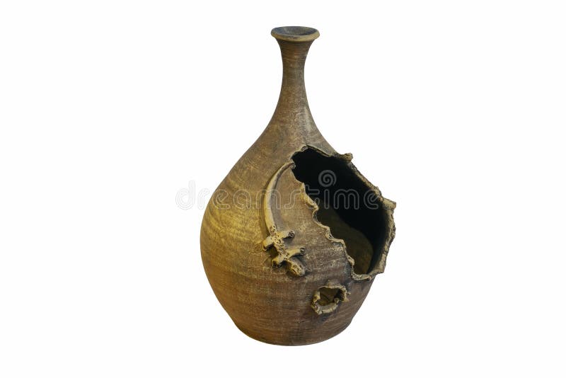 Decorative Pitcher `Broken Amphora` on a White Background Stock Photo ...