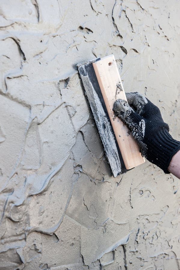 Decorative Plaster Coating, Master Makes the Texture Stock Photo ...