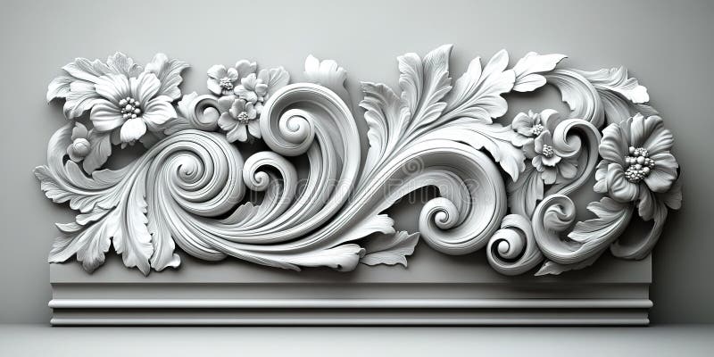 Decorative Plaster Relief Showcasing Intricate Floral Patterns and ...