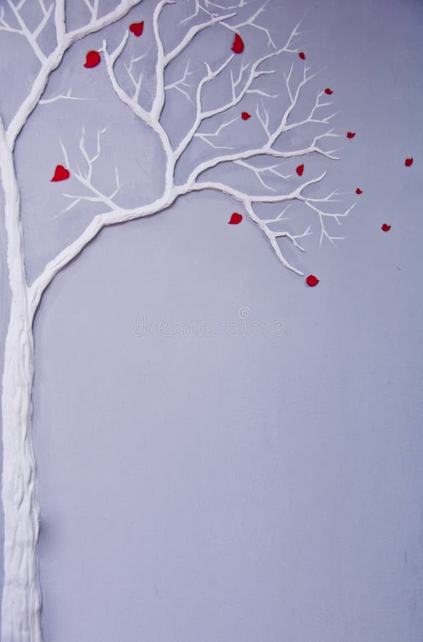 Decorative Plaster Tree on the Wall, Interior Stock Photo - Image of ...