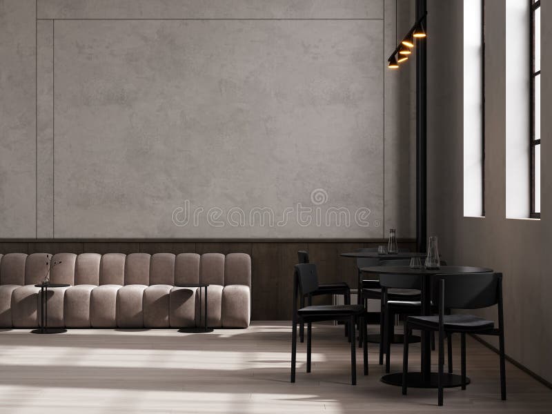 Decorative Plaster Wall Mockup in Stylish Loft Interior of Restoration ...