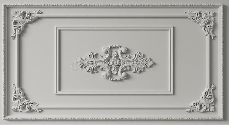 Decorative Plaster Wall Panel with Floral Ornaments and Rectangular ...