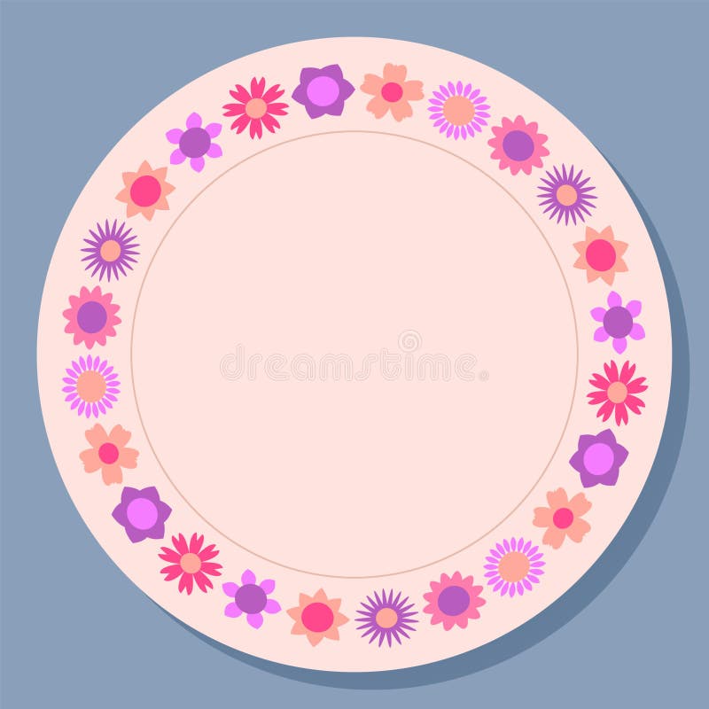 Decorative Plate Pattern with Floral Ornament in Flat Style. a Circular ...