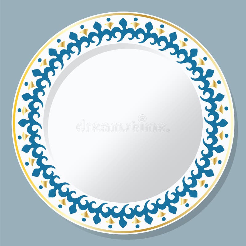 Decorative Plate with Round Ornament. Circular Floral Frame with Roses ...