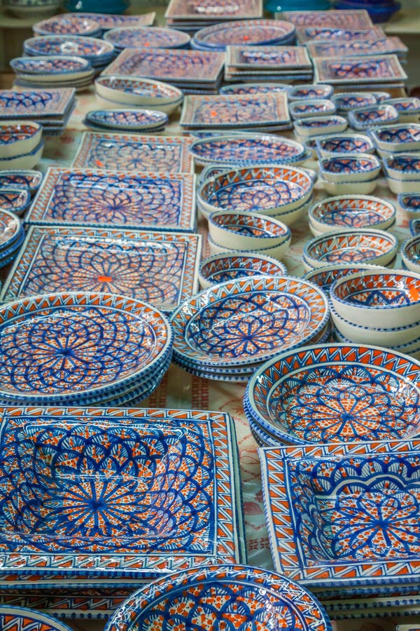 Decorative Plates on a Typical Bazaar in Tunisia, Africa Stock Image ...