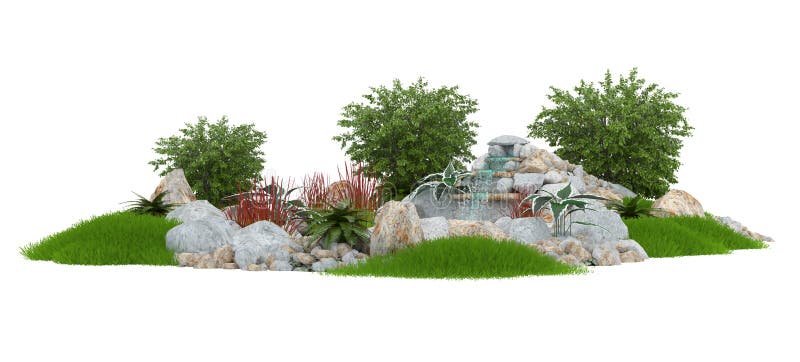 Decorative Pond on a White Background Stock Illustration - Illustration ...