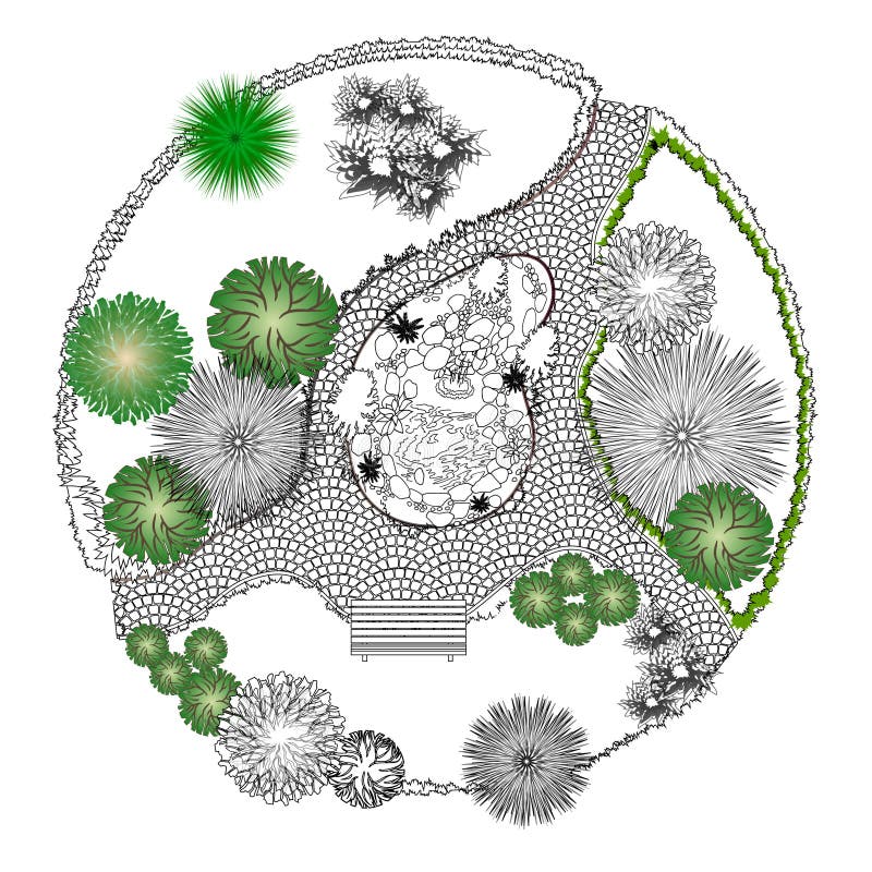 Decorative Pond on a White Background Stock Vector - Illustration of ...