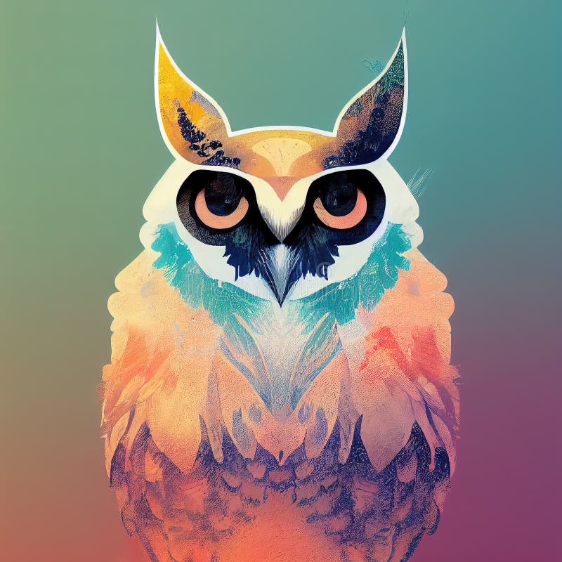 Decorative Portrait of an Owl. Abstract Stylized Owl Portrait. Print ...