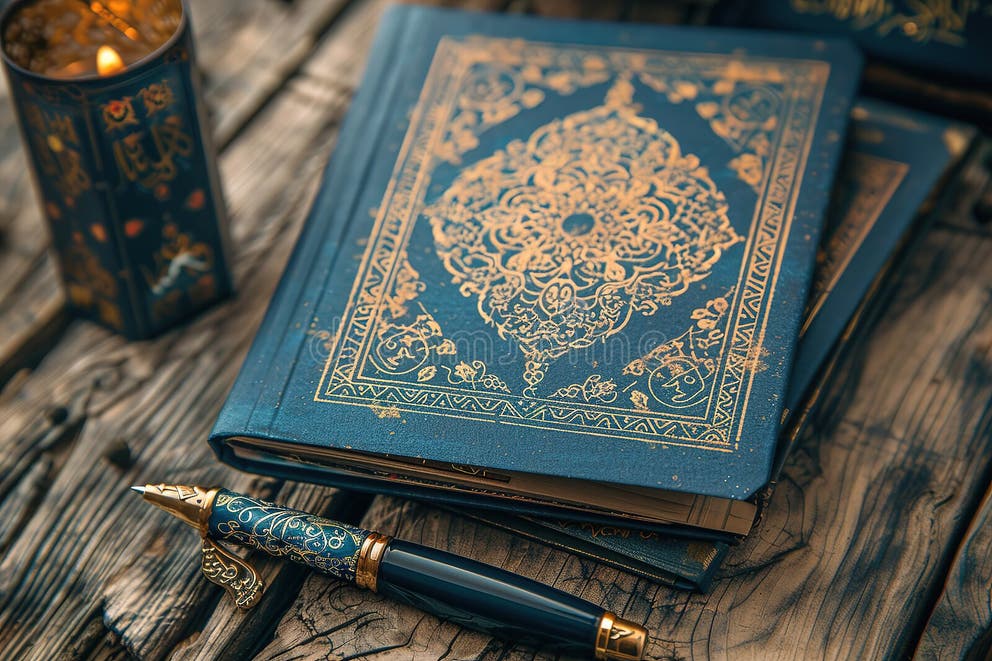 Decorative Postcard with Islamic Design and Elegant Pen Stock Photo ...