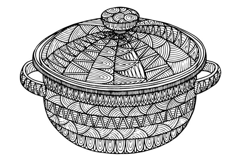 Decorative Pot. Vector Template for Decorating Greeting Cards. Stock ...