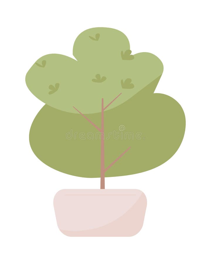 Decorative Potted Tree Semi Flat Color Vector Object Stock Vector ...