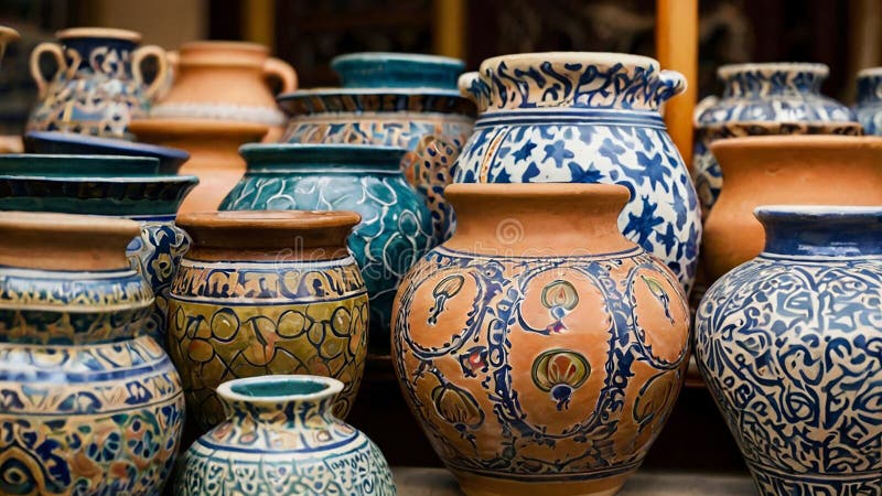Decorative Pottery Various Textures and Patterns Stock Illustration ...