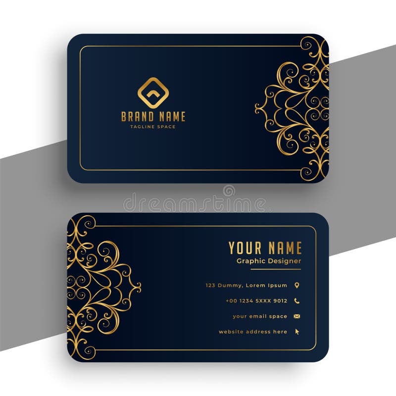 Decorative Premium Black and Gold Business Card Stock Vector ...