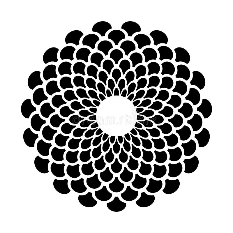 Decorative Radial Circle Black and White Pattern in Rosette Shape Stock ...